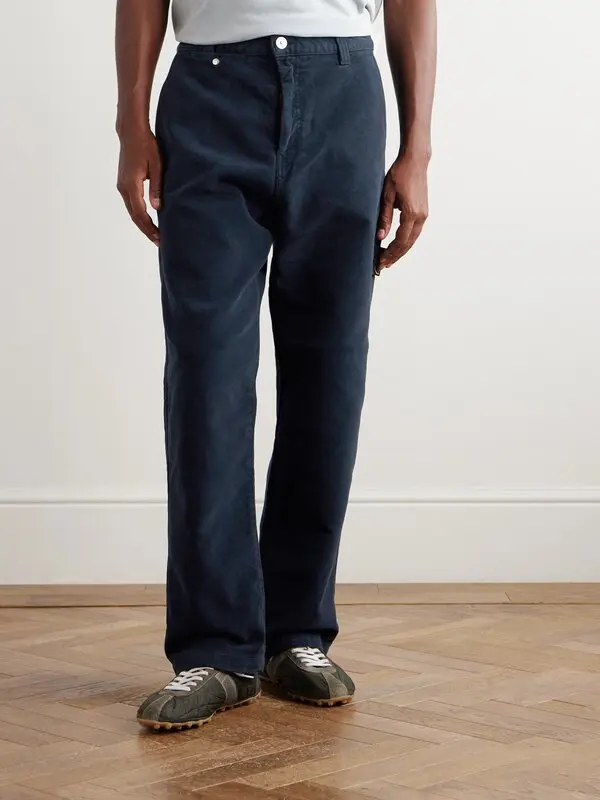Stone Island Straight-leg Organic Cotton Moleskin Trousers