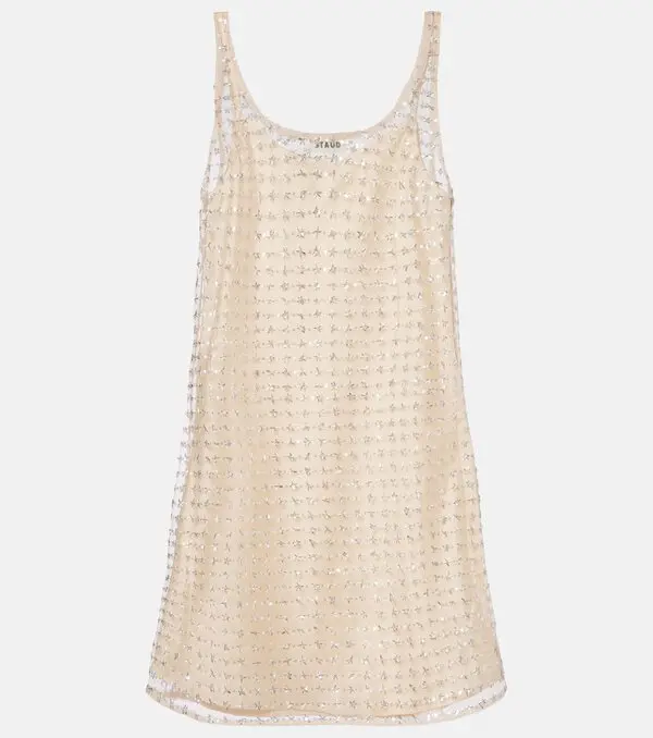 Staud Aurielle Sequined Tulle Mini Dress