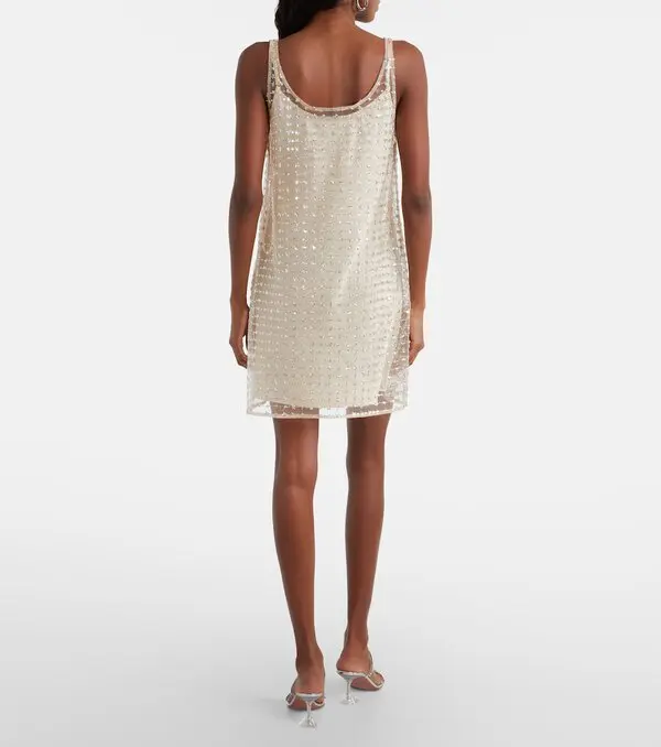 Staud Aurielle Sequined Tulle Mini Dress