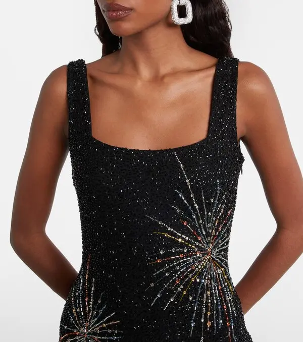 Staud Le Sable Beaded Minidress - Black