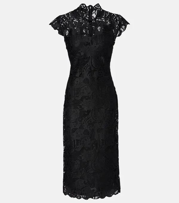 Staud Rosaline Guipure Lace Cocktail Dress - Black
