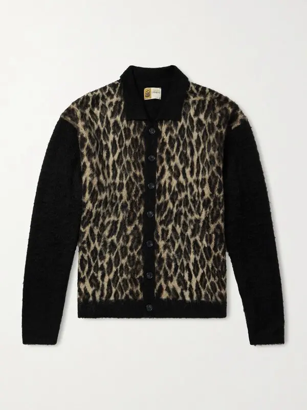 SAINT MXXXXXX Leopard-jacquard Brushed Cardigan