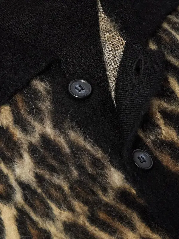 SAINT MXXXXXX Leopard-jacquard Brushed Cardigan