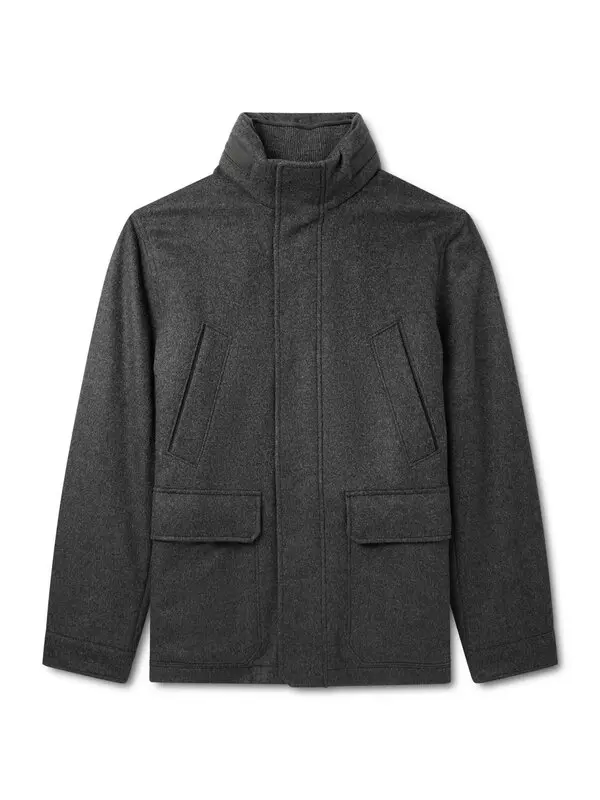 Zegna Padded Oasi Cashmere Coat With Suede Trim