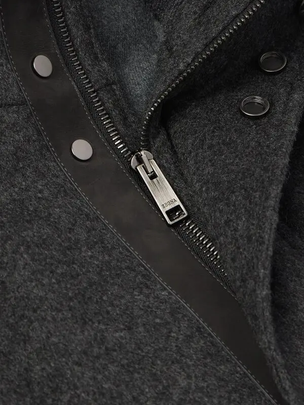 Zegna Padded Oasi Cashmere Coat With Suede Trim
