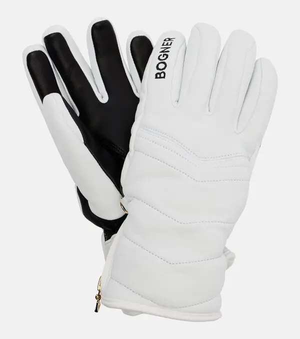 Bogner Dana Quilted Leather Ski Gloves - White