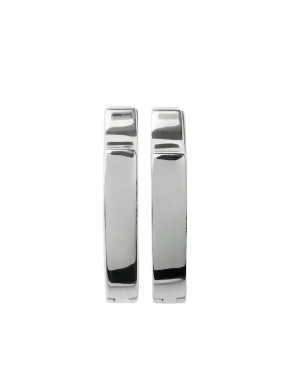 Burberry Logo-engraved Hoop Earrings - Silver