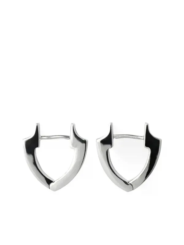 Burberry Slim Shield Hoop Earrings - Silver
