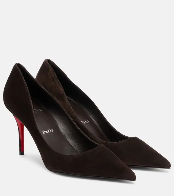 CHRISTIAN LOUBOUTIN Miss Z 80 Suede Pointed Toe Pumps - Brown