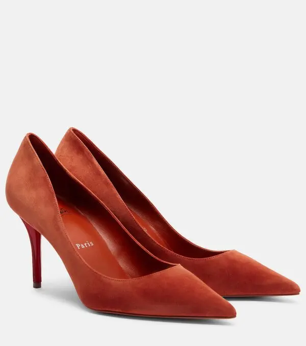 CHRISTIAN LOUBOUTIN Miss Z 80 Suede Pointed Toe Pumps - Orange
