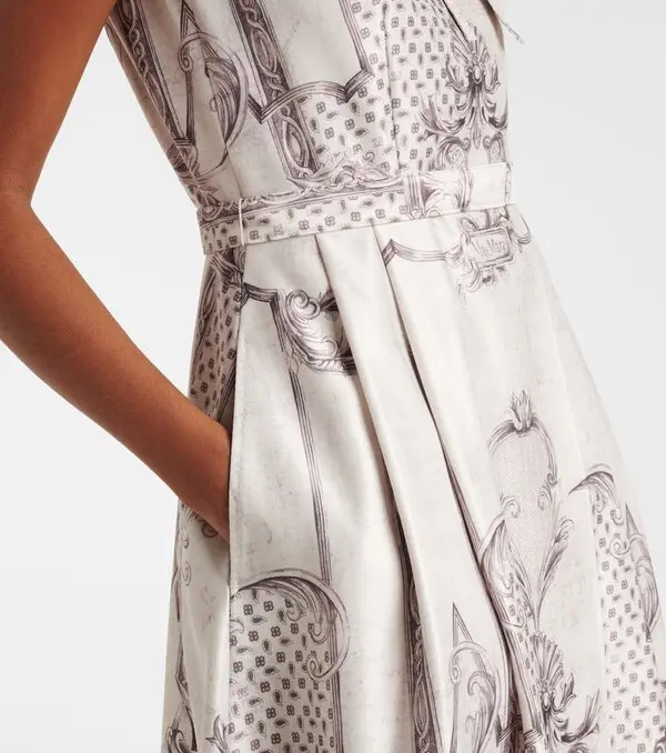 Max Mara Ambuto Printed Midi Dress - Beige