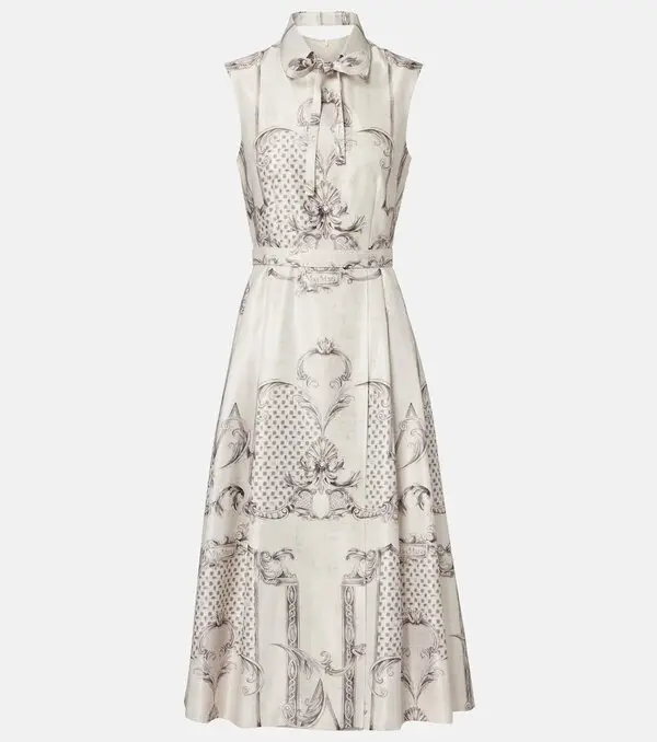 Max Mara Ambuto Printed Midi Dress - Beige