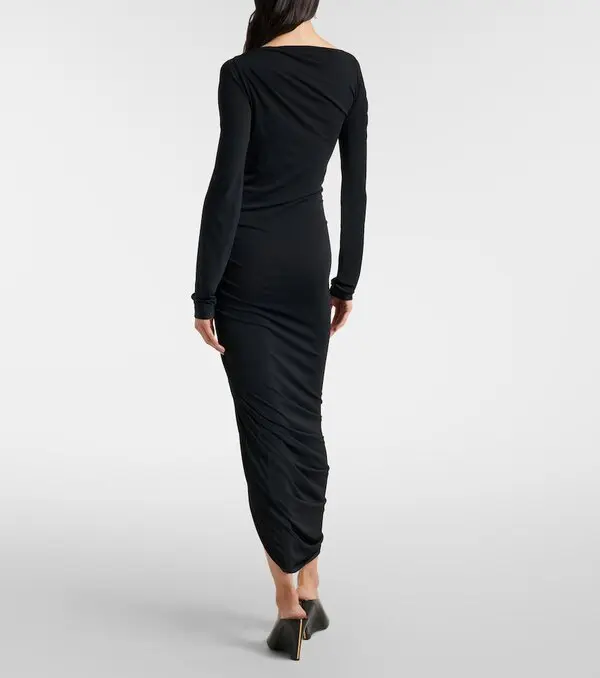FERRAGAMO Ruched Jersey Midi Dress