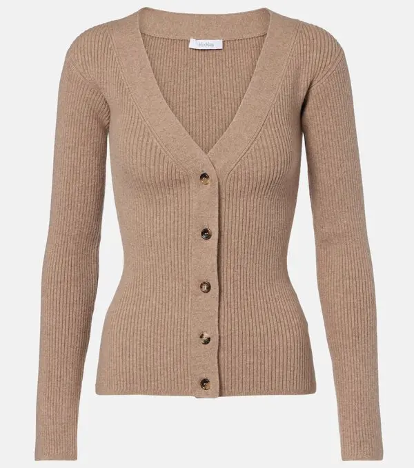 Max Mara Gioiosa Wool And Cashmere-blend Cardigan - Beige
