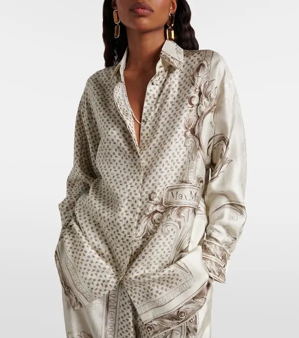 Max Mara Grado Printed Silk Satin Shirt