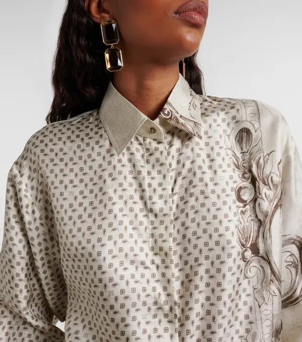 Max Mara Grado Printed Silk Satin Shirt