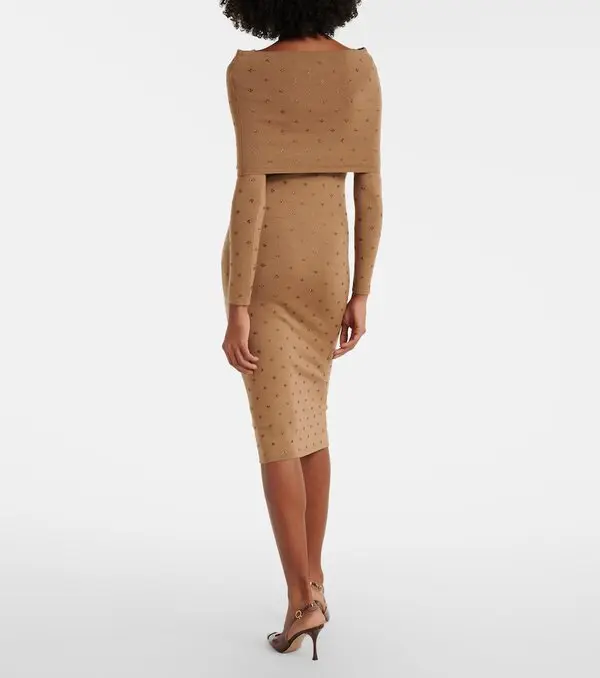 Max Mara Adatti Embellished Wool-blend Midi Dress