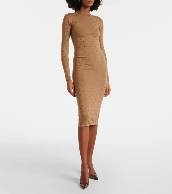 Max Mara Adatti Embellished Wool-blend Midi Dress