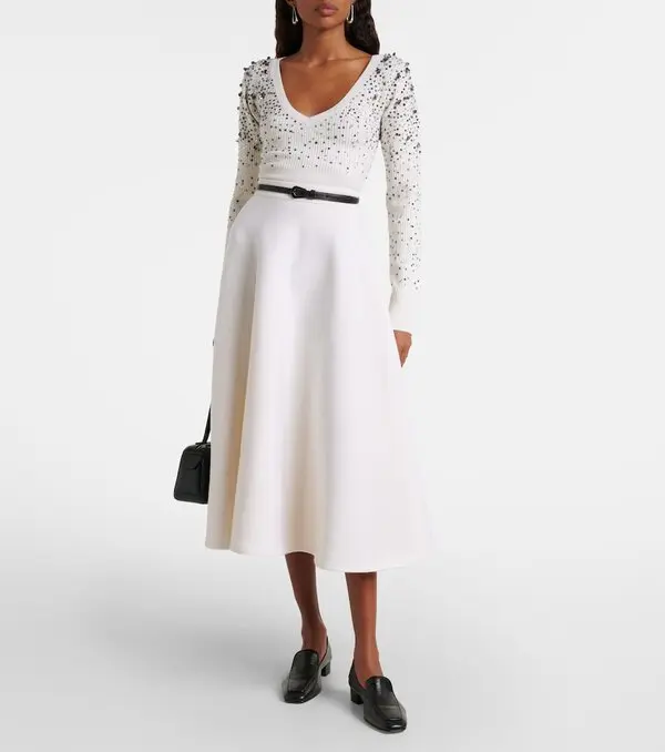 Max Mara Gathered Midi Skirt - White