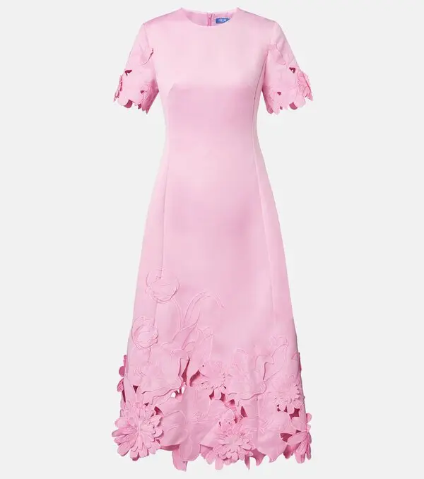 LEO LIN Floral-appliqué Embroidered Cocktail Dress - Pink