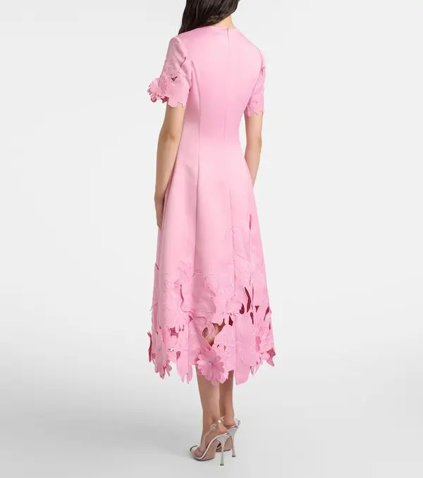 LEO LIN Floral-appliqué Embroidered Cocktail Dress - Pink