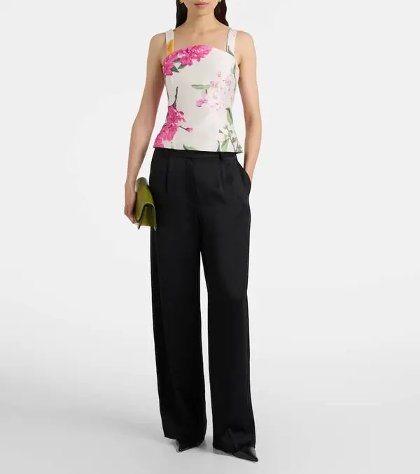 LEO LIN Isadora Floral Print Linen-blend Top