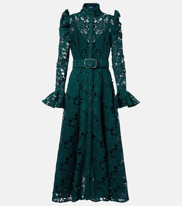 LEO LIN Aliyah Belted Lace Midi Dress