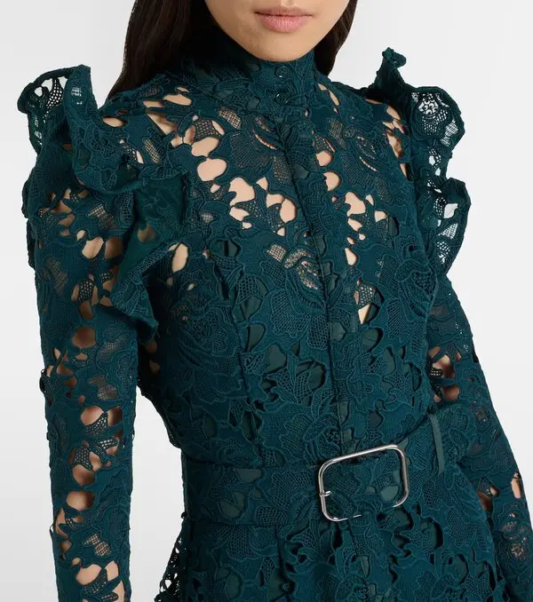 LEO LIN Aliyah Belted Lace Midi Dress