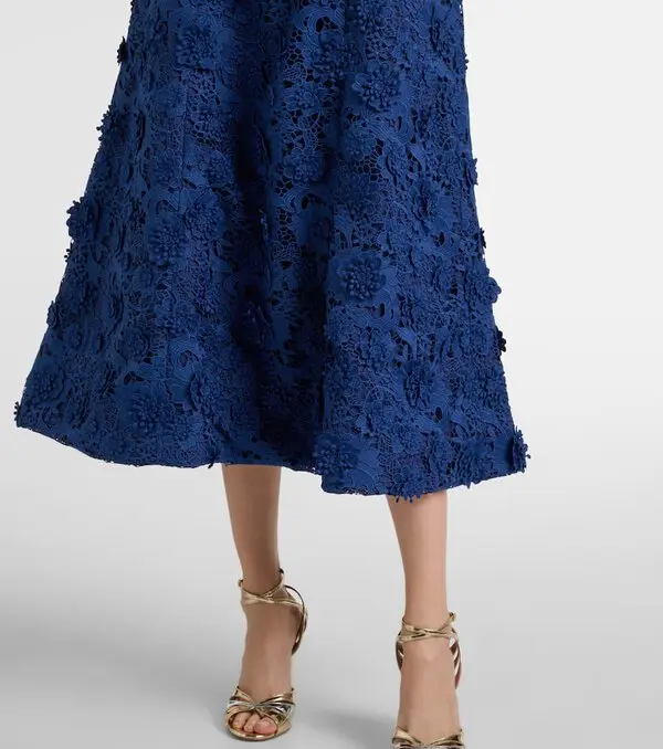 Leo Lin Odette Lace Midi Dress - Blue | Editorialist