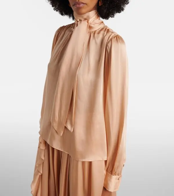 Ulla Johnson Ornament Tie-neck Silk Chiffon Blouse - Pink