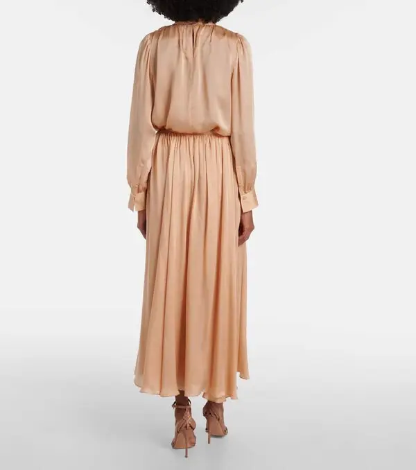 Ulla Johnson Zena Ruffled Silk Chiffon Midi Skirt - Pink