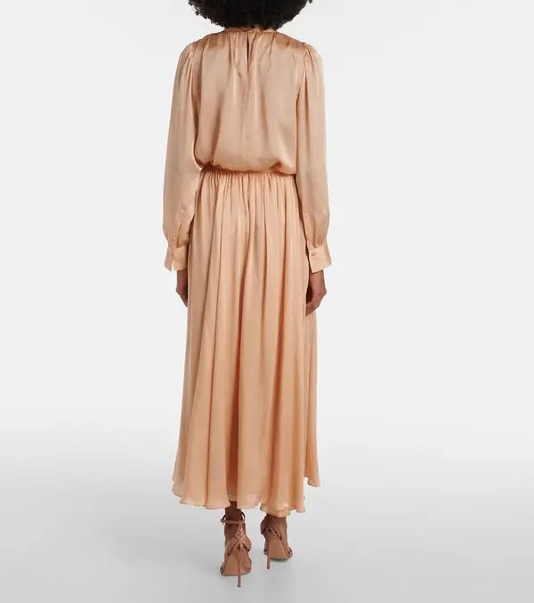 Ulla Johnson Zena Ruffled Silk Chiffon Midi Skirt - Pink
