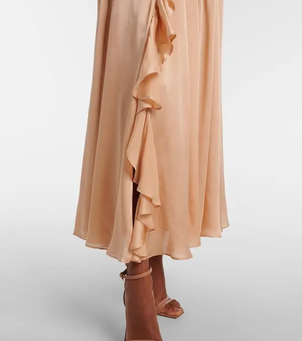 Ulla Johnson Zena Ruffled Silk Chiffon Midi Skirt - Pink