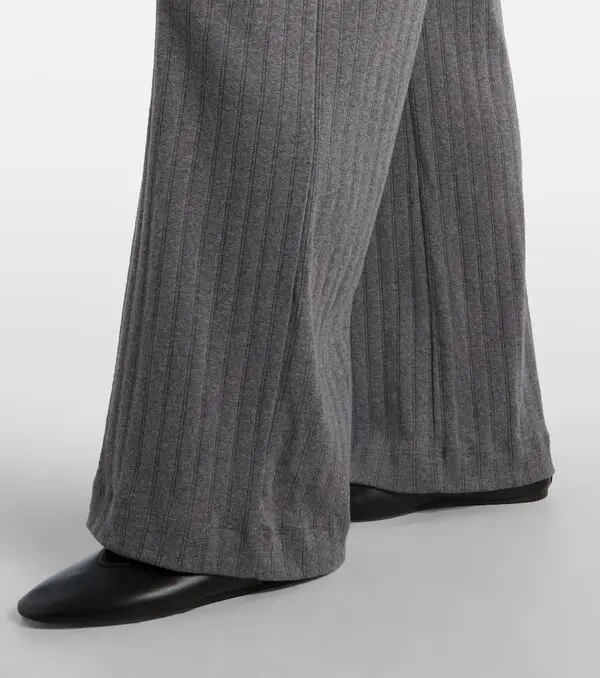 LESET Pointelle Cotton Wide-leg Pants - Grey