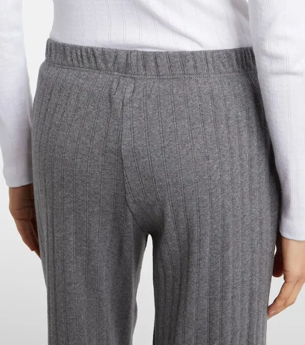 LESET Pointelle Cotton Wide-leg Pants - Grey