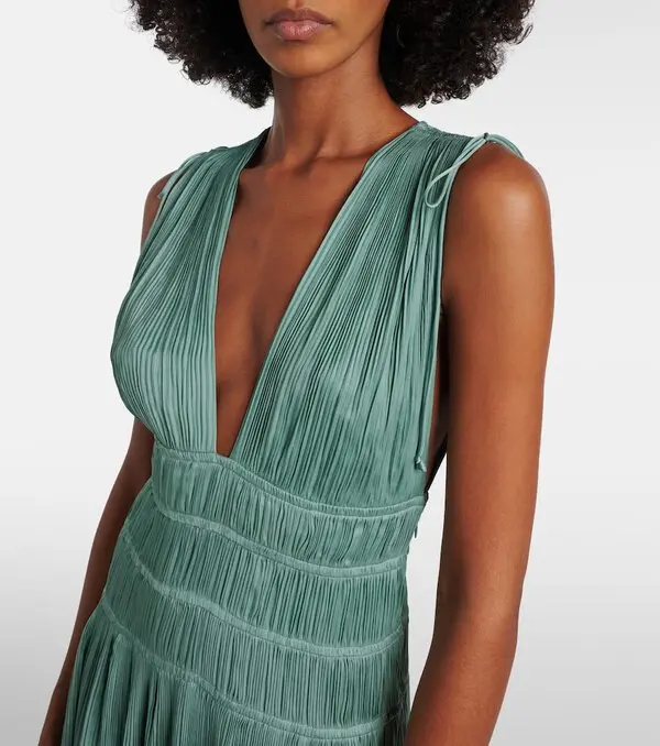 Ulla Johnson Tasneem Satin Plissé Gown - Blue