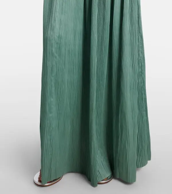 Ulla Johnson Tasneem Satin Plissé Gown - Blue