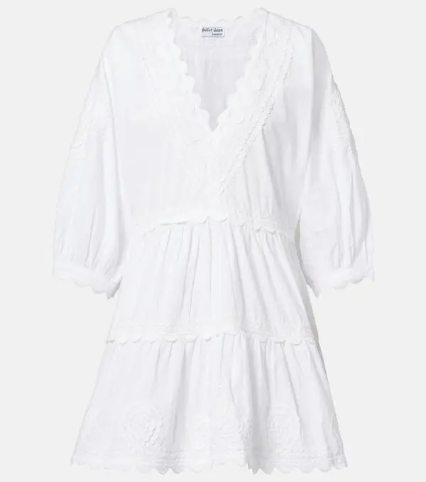 JULIET DUNN Embroidered Cotton Poplin Minidress - White