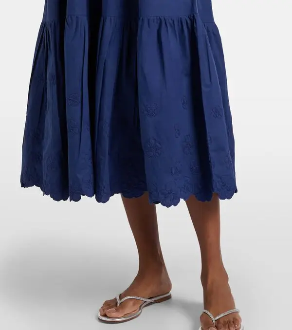 JULIET DUNN Embroidered Cotton Midi Dress