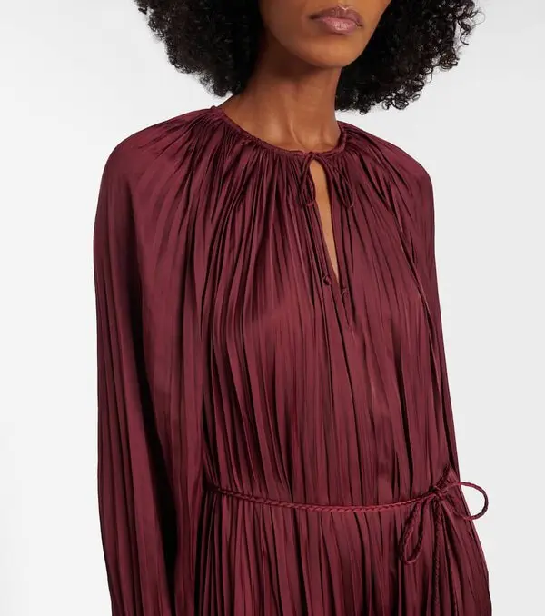 Ulla Johnson Alexia Satin Plissé Midi Dress