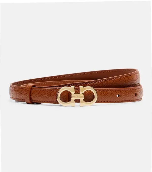 FERRAGAMO Gancini Leather Belt - Brown
