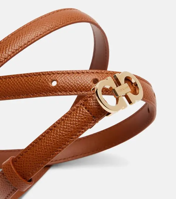 FERRAGAMO Gancini Leather Belt - Brown