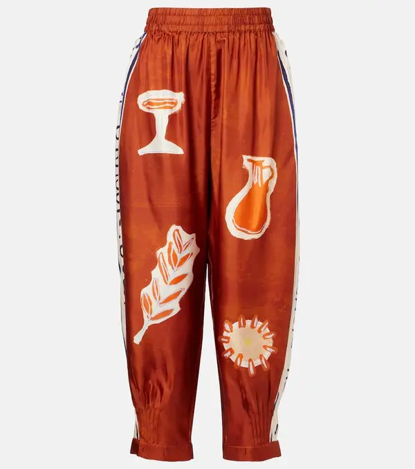 ALEMAIS Alémais X Lrnce Soleil D'amour Silk Tapered Pants - Orange