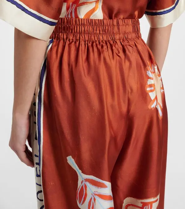ALEMAIS Alémais X Lrnce Soleil D'amour Silk Tapered Pants - Orange