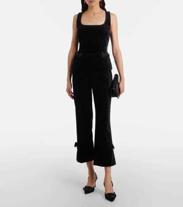Posse Quincy Bow-detail Velvet Top