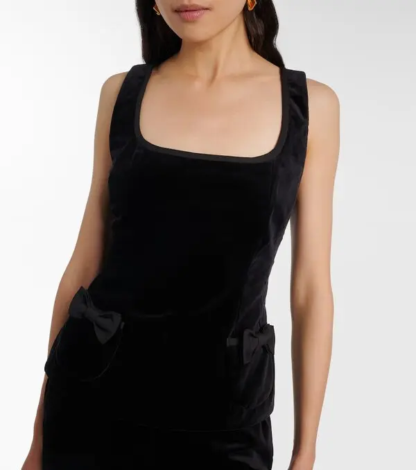 Posse Quincy Bow-detail Velvet Top