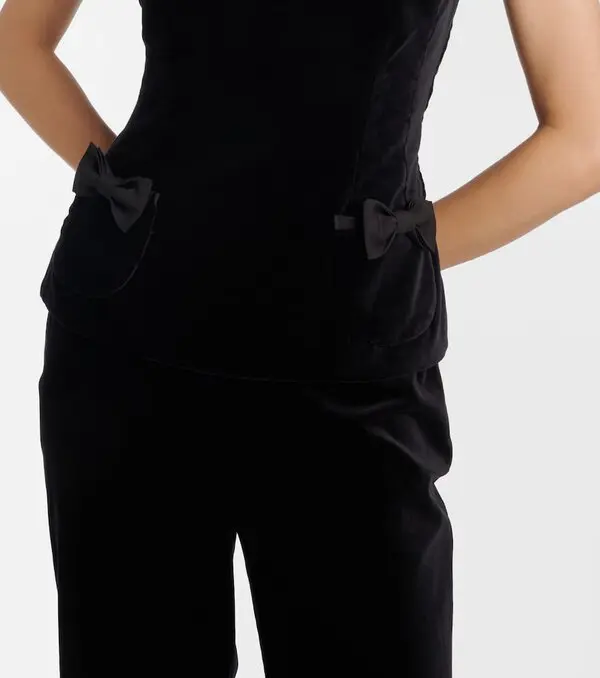 Posse Quincy Bow-detail Velvet Top