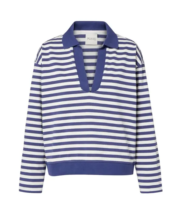 Posse Haisley Striped Cotton Polo Shirt - Blue