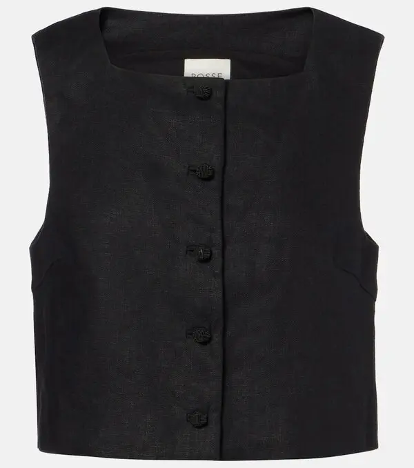 Posse Linen Crop Top - Black
