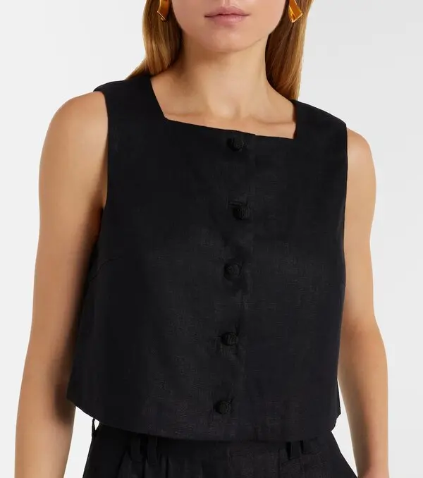 Posse Linen Crop Top - Black